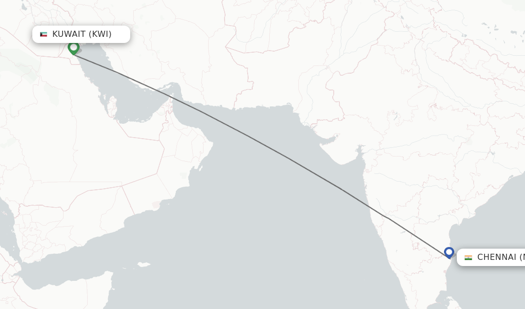 Direct (non-stop) flights from Kuwait to Chennai - schedules ...
