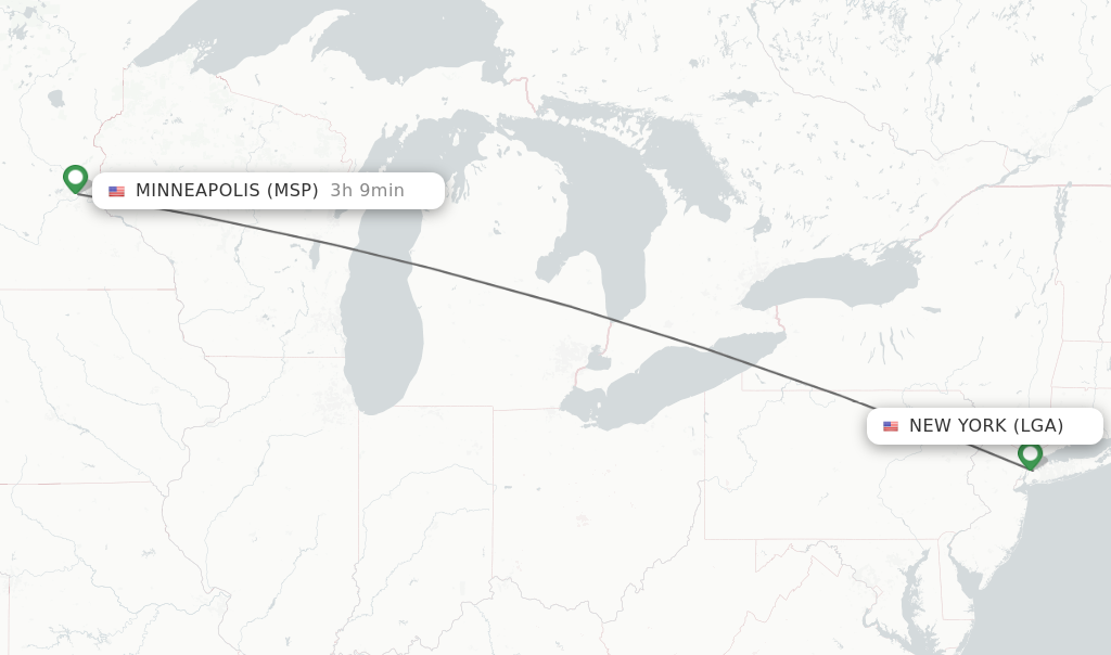 Direct (non-stop) flights from New York to Minneapolis - schedules ...