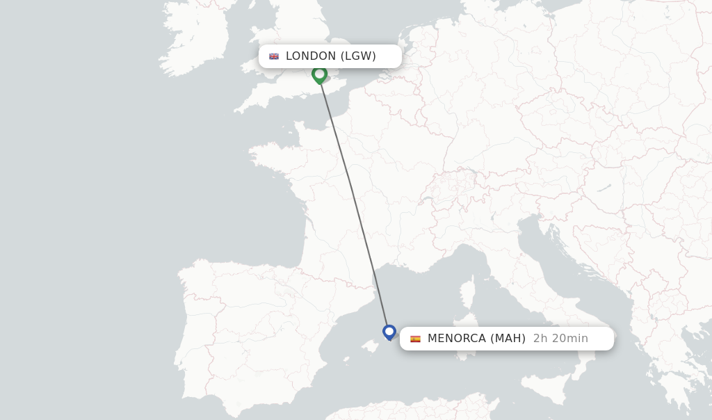 Direct (non-stop) flights from London to Menorca - schedules ...