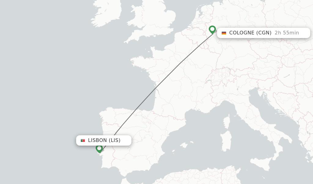 Direct (non-stop) flights from Lisbon to Cologne - schedules ...