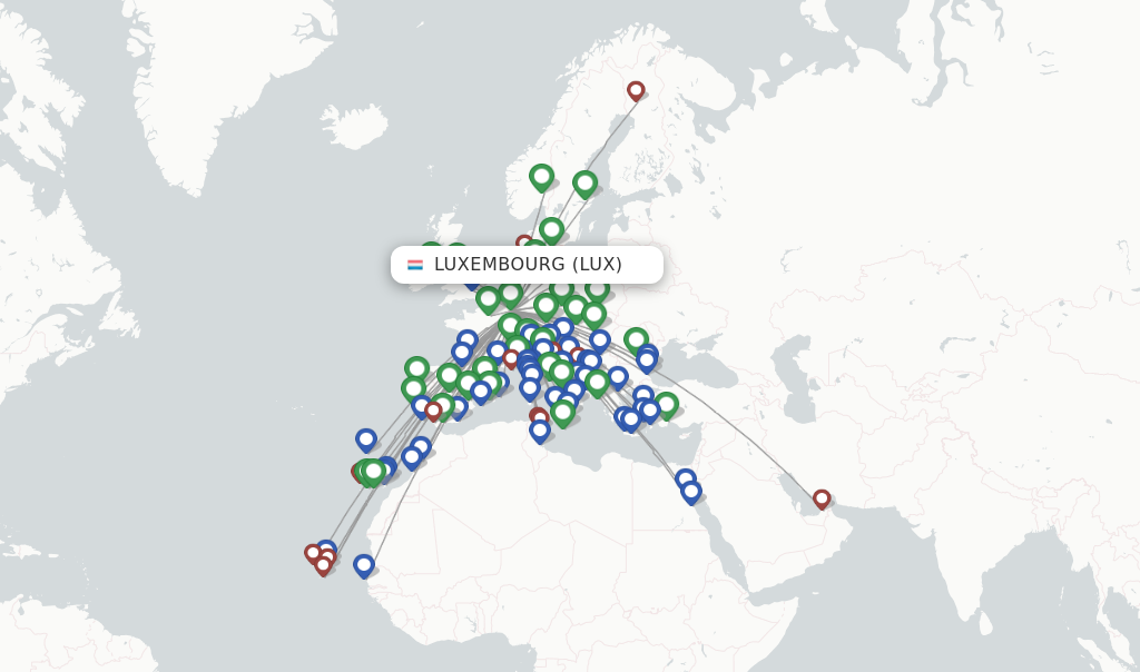 Luxair flights from Luxembourg, LUX - FlightsFrom.com