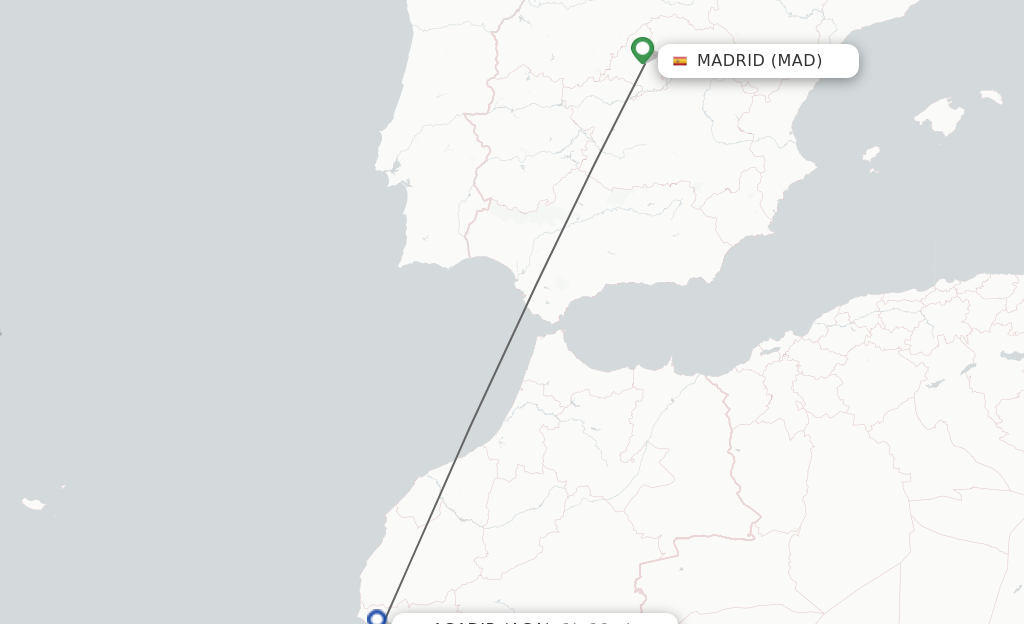 Direct (non-stop) flights from Madrid to Agadir - schedules ...