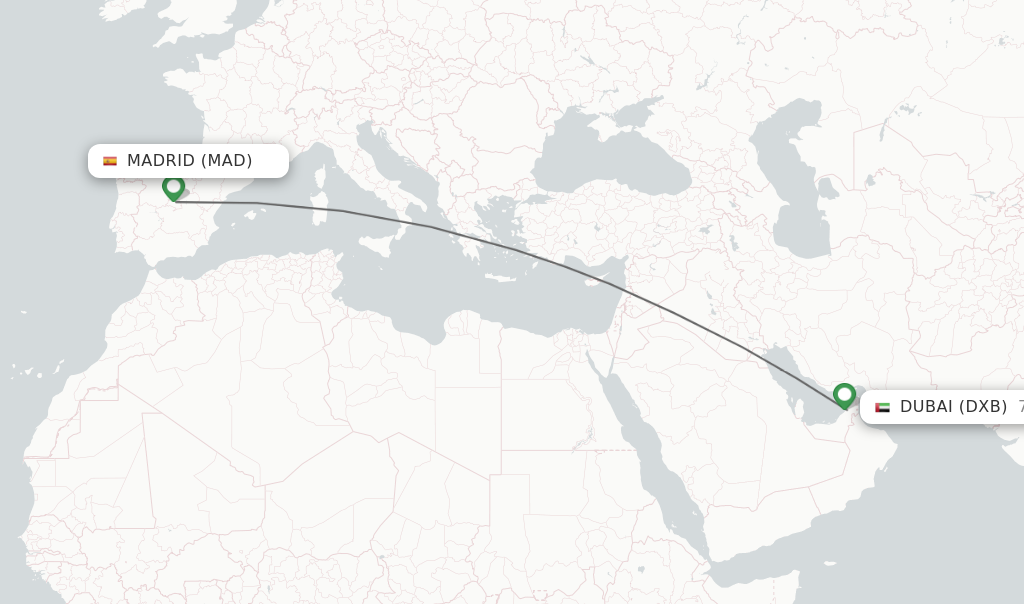 Direct (non-stop) flights from Madrid to Dubai - schedules ...