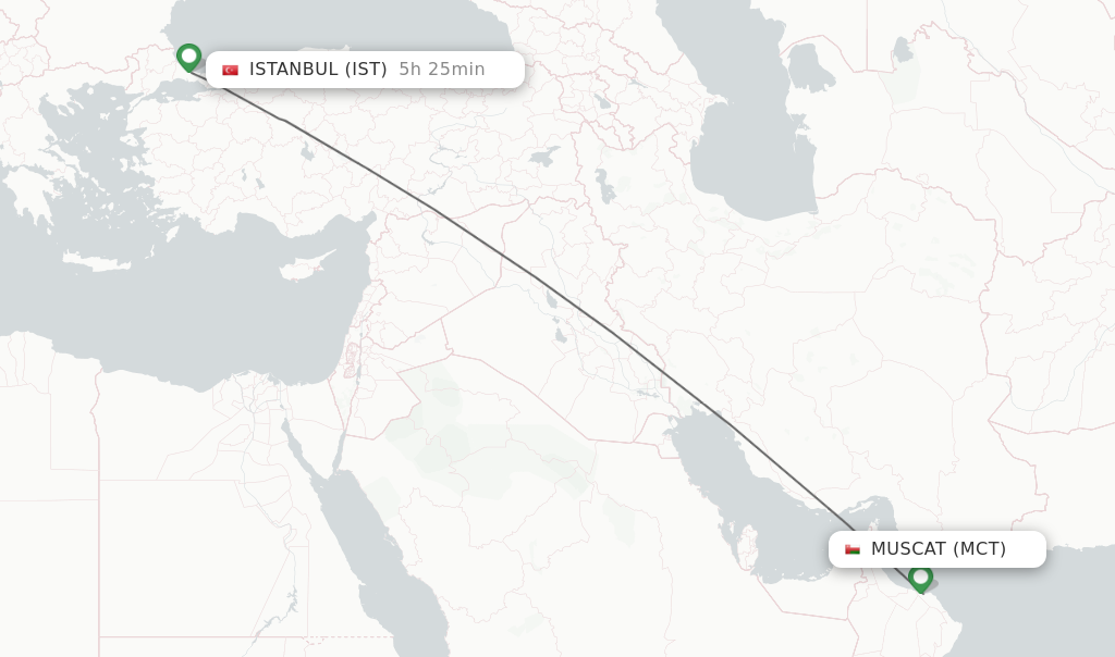 Direct (non-stop) flights from Muscat to Istanbul - schedules ...