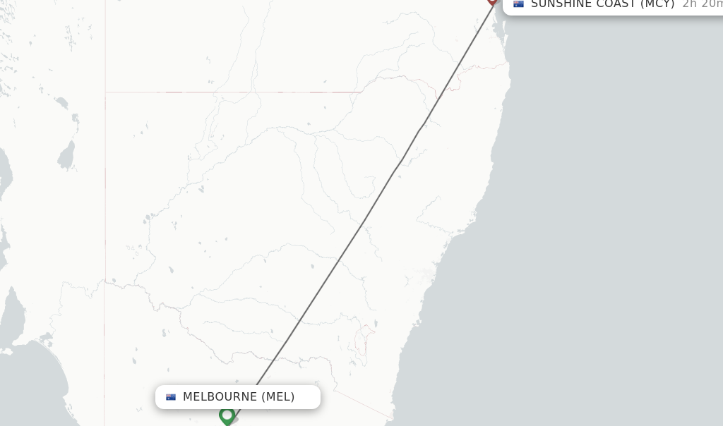 Direct (non-stop) flights from Melbourne to Sunshine Coast - schedules ...