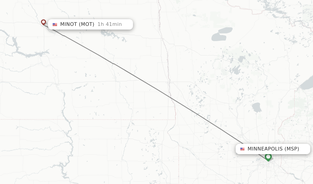 Direct (non-stop) flights from Minneapolis to Minot - schedules ...