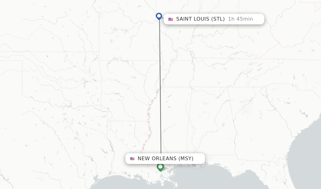 Direct (non-stop) flights from New Orleans to Saint Louis - schedules ...