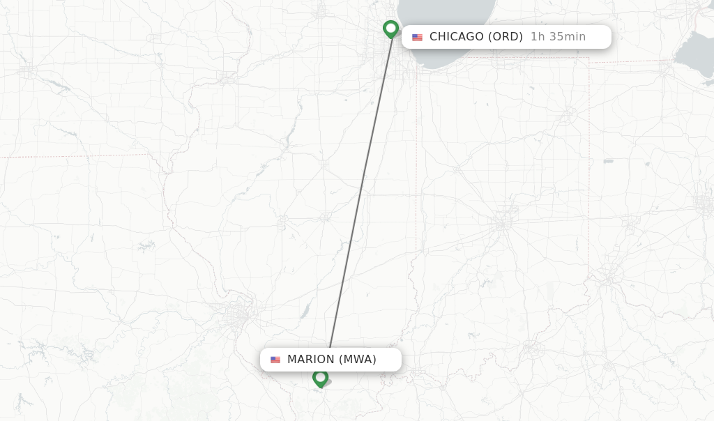 Direct (non-stop) flights from Chicago to Marion - schedules ...