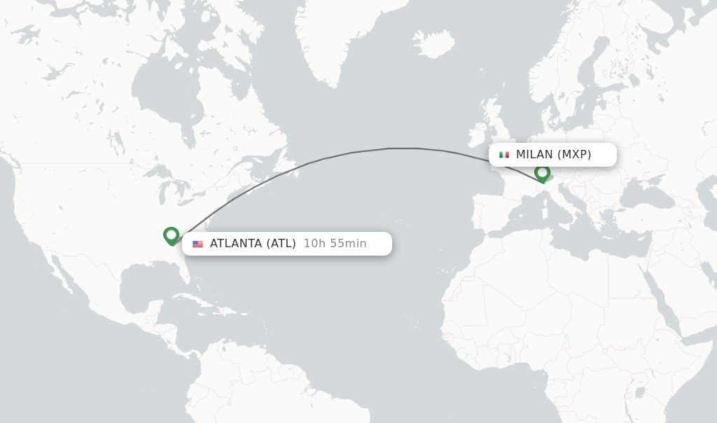 Direct (non-stop) flights from Milan to Atlanta - schedules ...