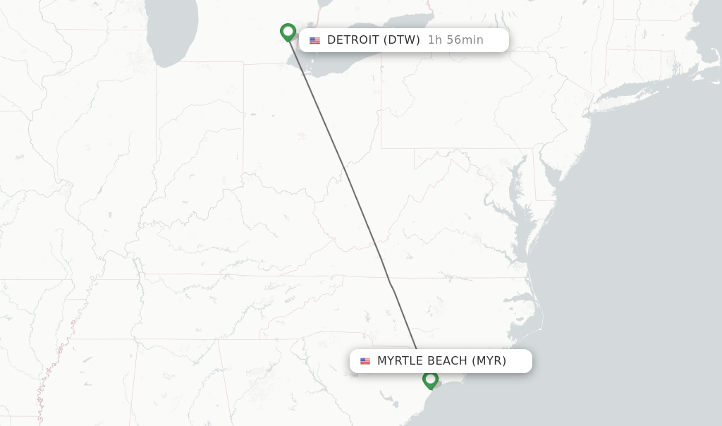 Direct (non-stop) flights from Myrtle Beach to Detroit - schedules ...