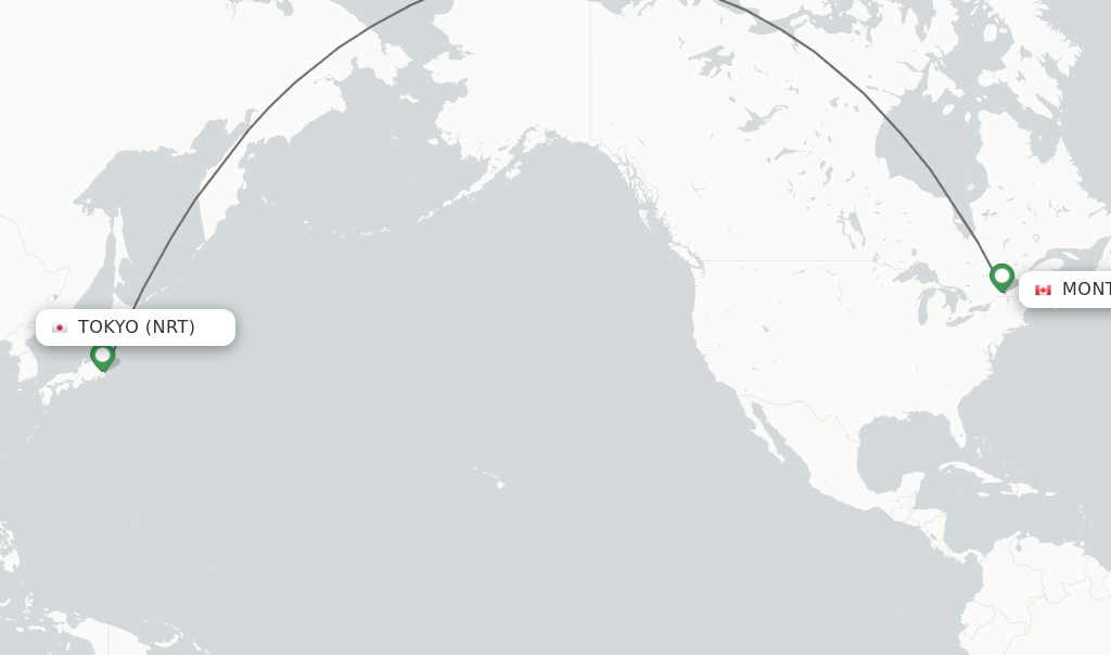 Direct (non-stop) flights from Tokyo to Montreal - schedules ...