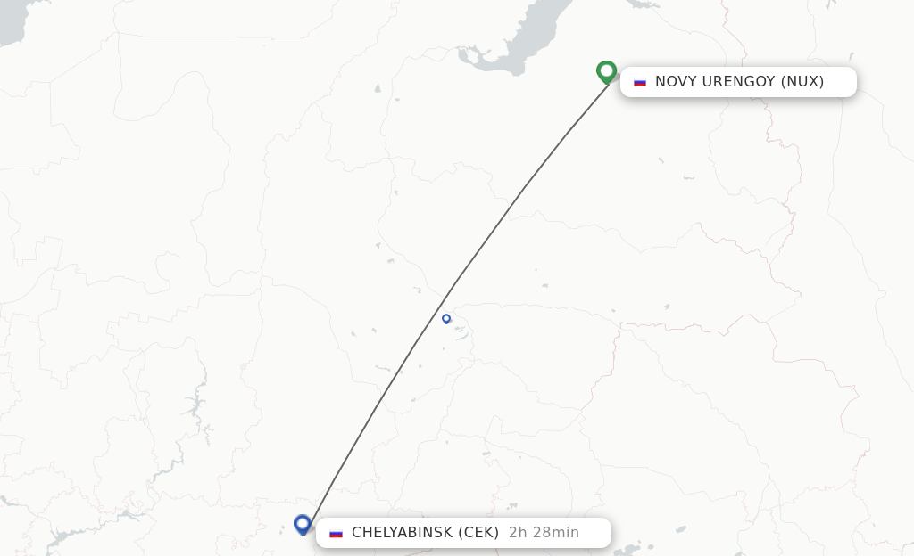 Direct (non-stop) flights from Novyj Urengoj to Chelyabinsk - schedules ...