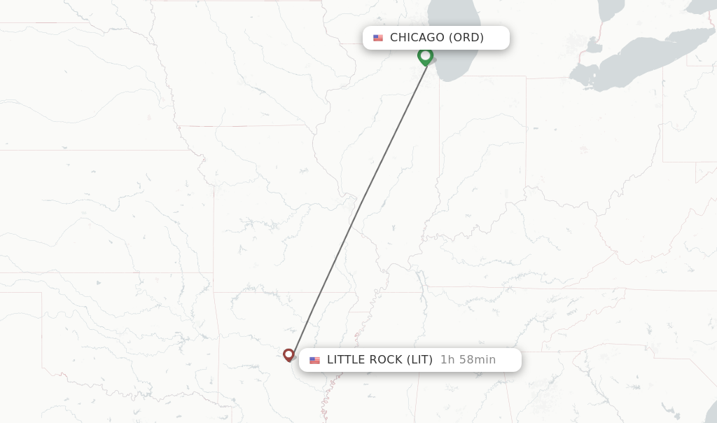 Direct (non-stop) flights from Chicago to Little Rock - schedules ...