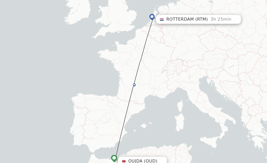 Direct (non-stop) flights from Oujda to Rotterdam - schedules ...