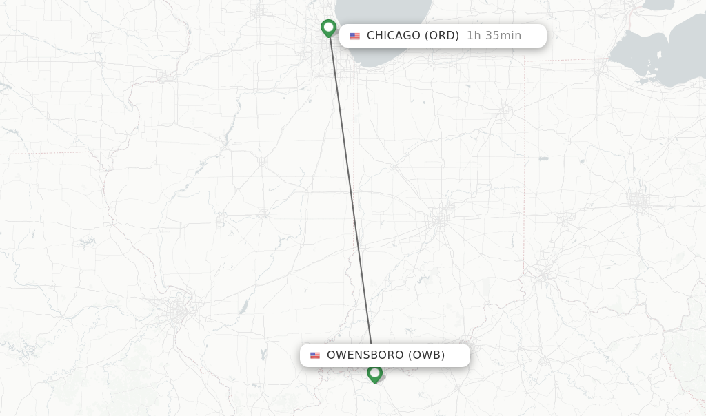 Direct (non-stop) flights from Owensboro to Chicago - schedules ...