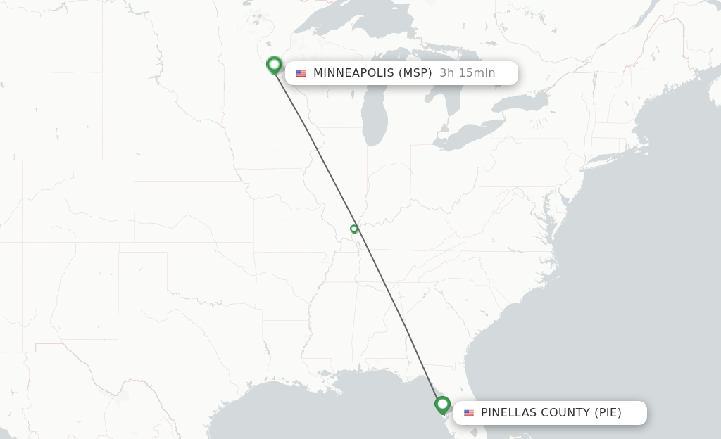 Direct (non-stop) flights from Saint Petersburg to Minneapolis ...