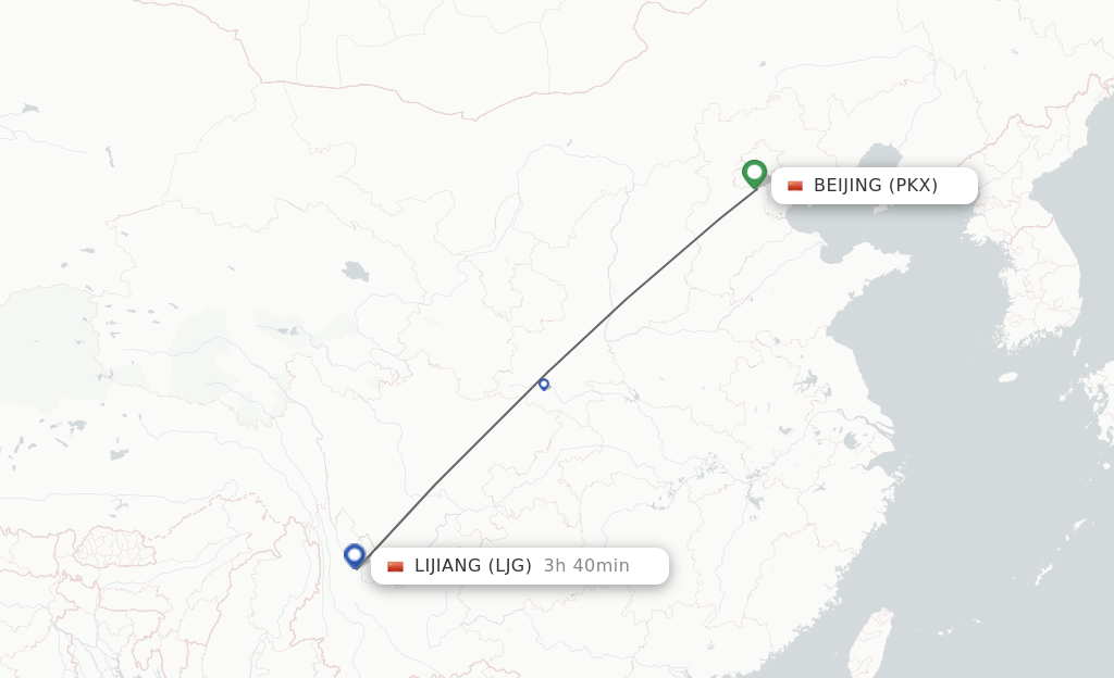 Direct (non-stop) flights from Beijing to Lijiang - schedules ...