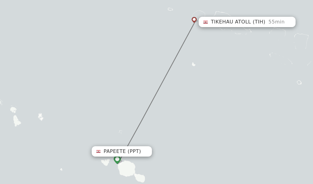Direct (non-stop) flights from Papeete to Tikehau Atoll - schedules ...