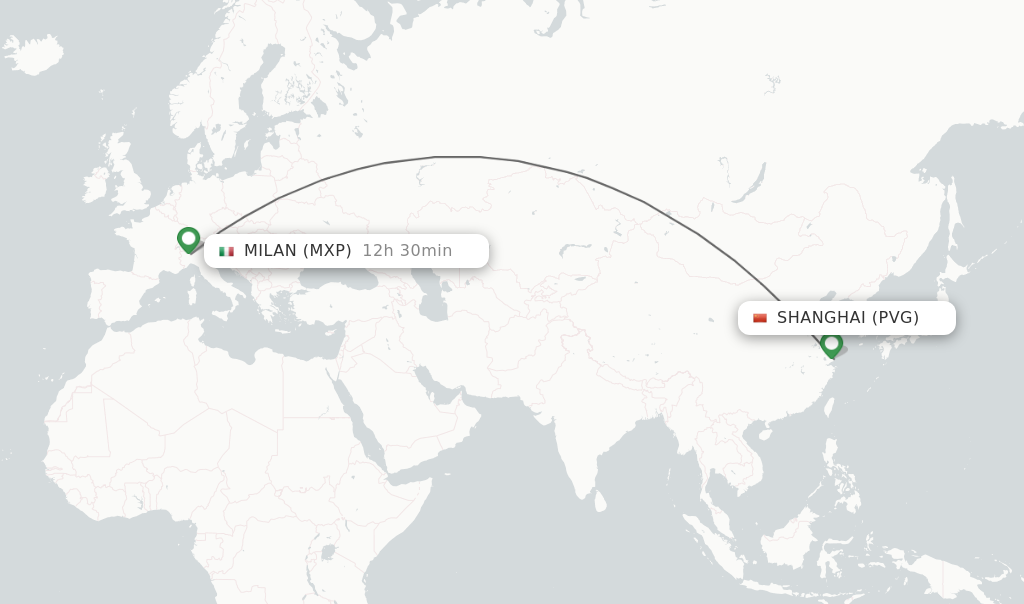 Direct (non-stop) flights from Shanghai to Milan - schedules ...