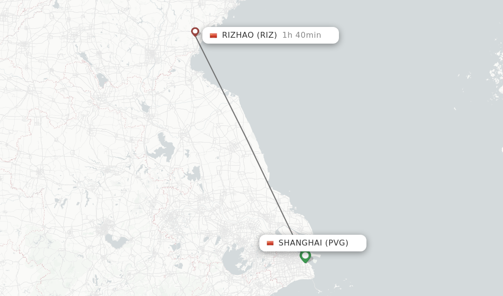 Direct (non-stop) flights from Shanghai to Rizhao - schedules ...