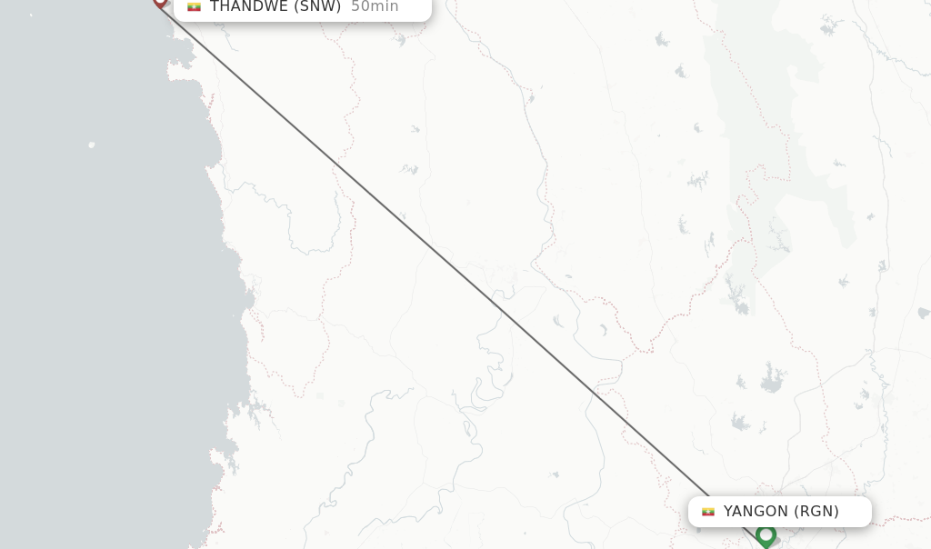 Direct (non-stop) flights from Yangon to Thandwe - schedules ...