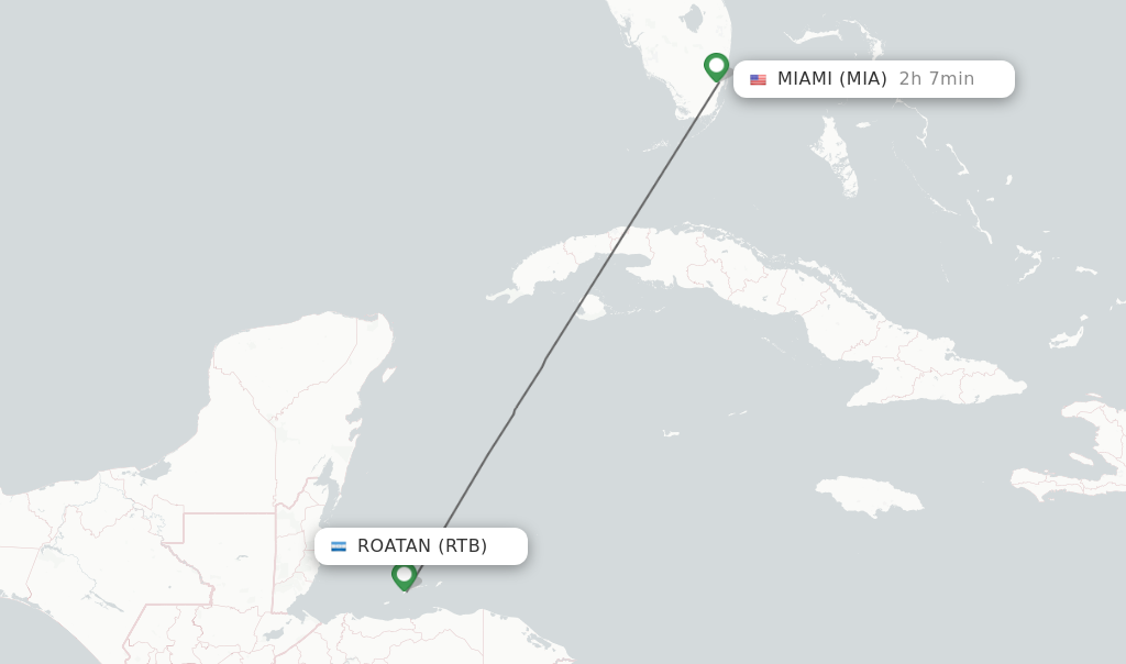 Direct (non-stop) flights from Roatan to Miami - schedules ...