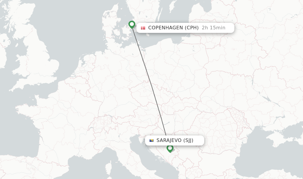 Direct (non-stop) flights from Sarajevo to Copenhagen - schedules ...