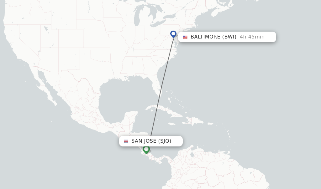 Direct (non-stop) flights from San Jose to Baltimore - schedules ...
