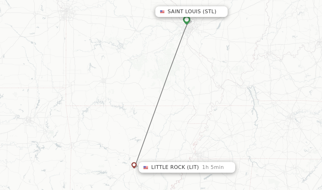 Direct (non-stop) flights from Saint Louis to Little Rock - schedules ...