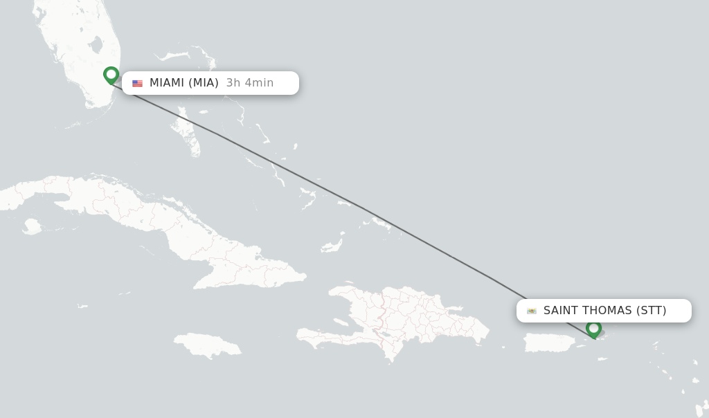 Direct (non-stop) flights from Saint Thomas to Miami - schedules ...