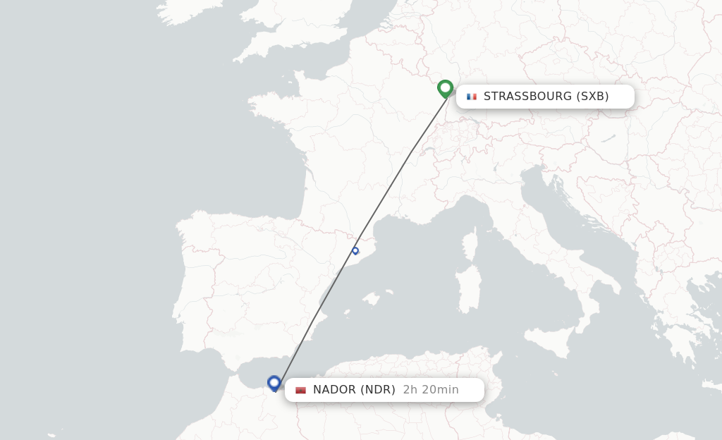 Direct (non-stop) flights from Strasbourg to Nador - schedules ...