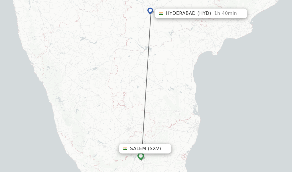 Direct (non-stop) flights from Salem to Hyderabad - schedules ...