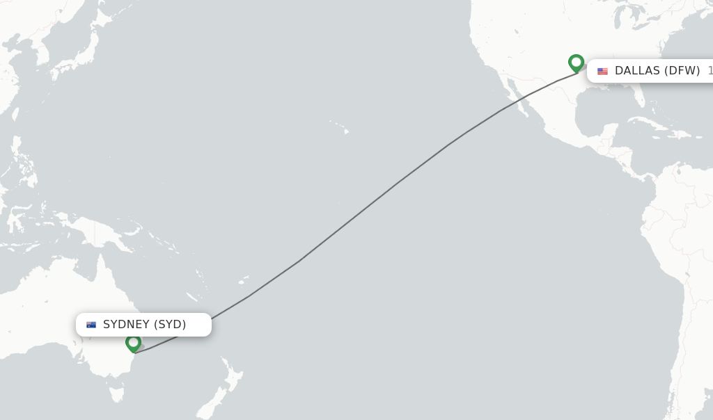 Direct (non-stop) flights from Sydney to Dallas - schedules ...