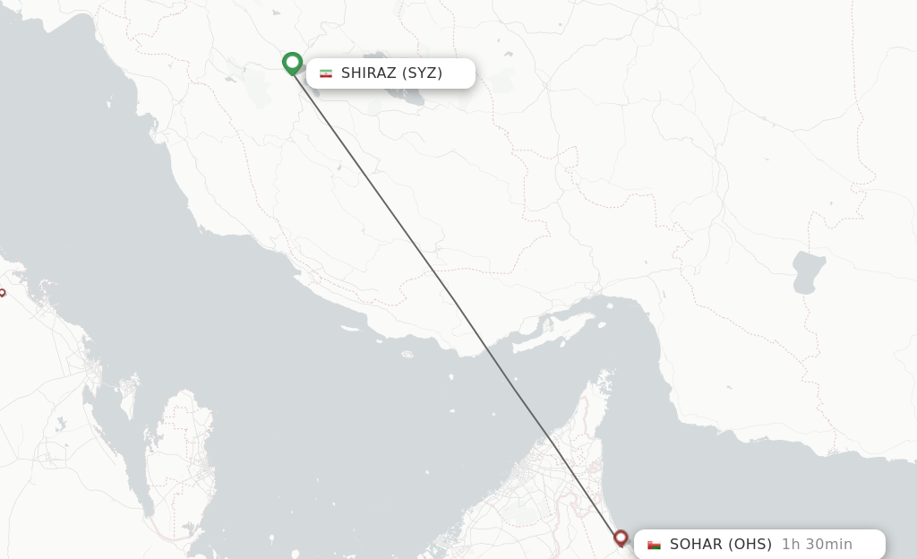 Direct (non-stop) flights from Shiraz to Sohar - schedules ...