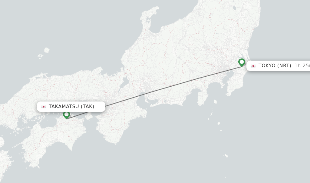 Direct (non-stop) flights from Takamatsu to Tokyo - schedules ...