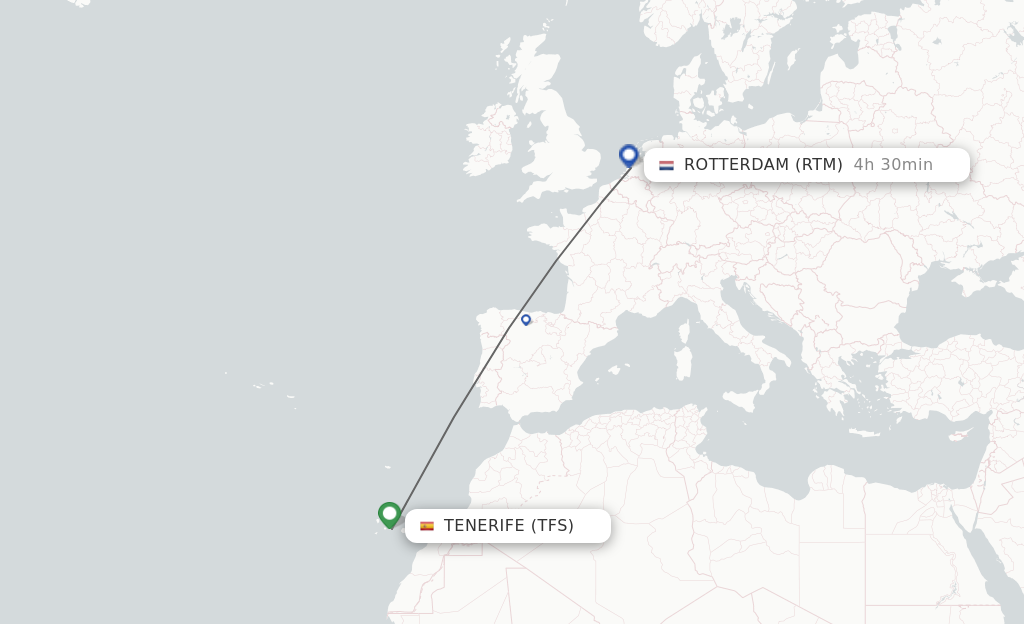 Direct (non-stop) flights from Tenerife to Rotterdam - schedules ...