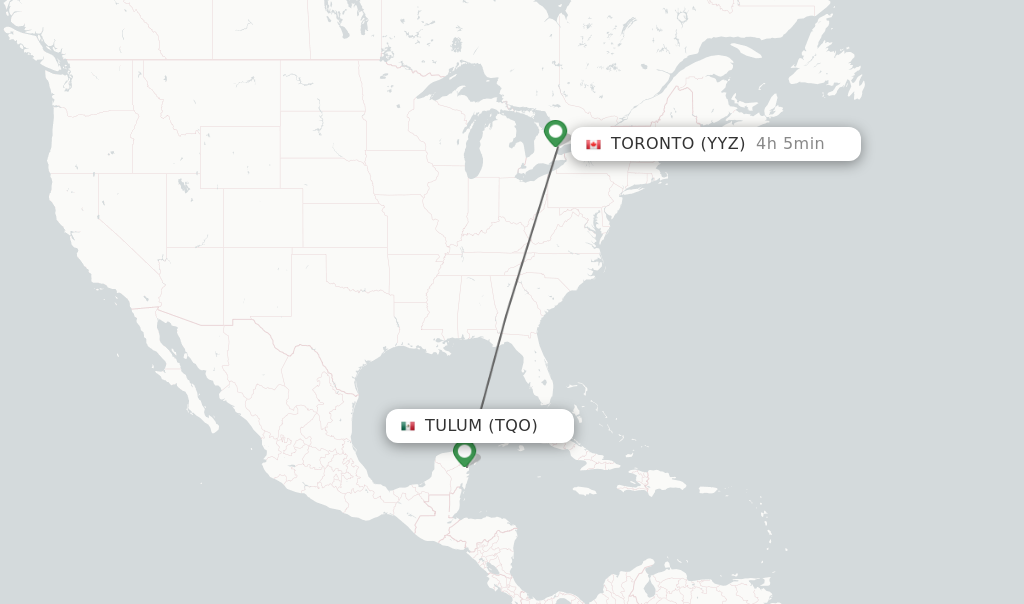 Direct (non-stop) flights from TULUM to Toronto - schedules ...