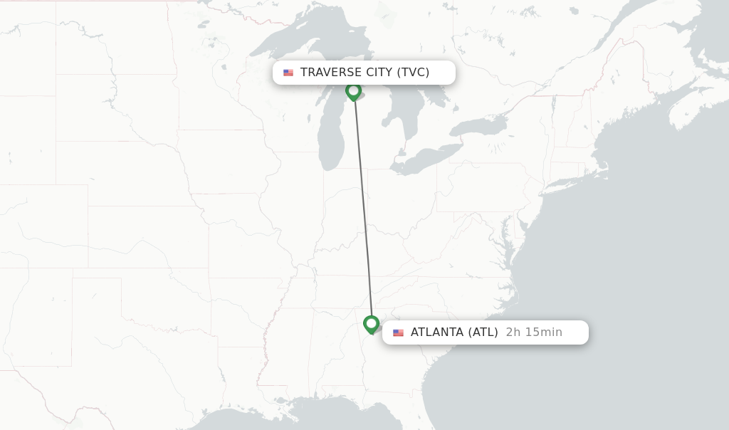 Direct (non-stop) flights from Traverse City to Atlanta - schedules ...