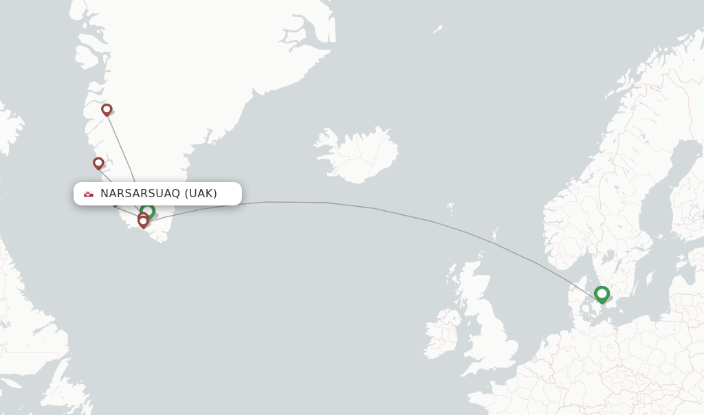 Air Greenland flights from Narsarsuaq, UAK - FlightsFrom.com