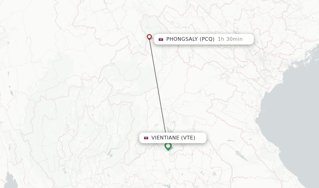 Direct (non-stop) flights from Vientiane to Phongsaly - schedules ...