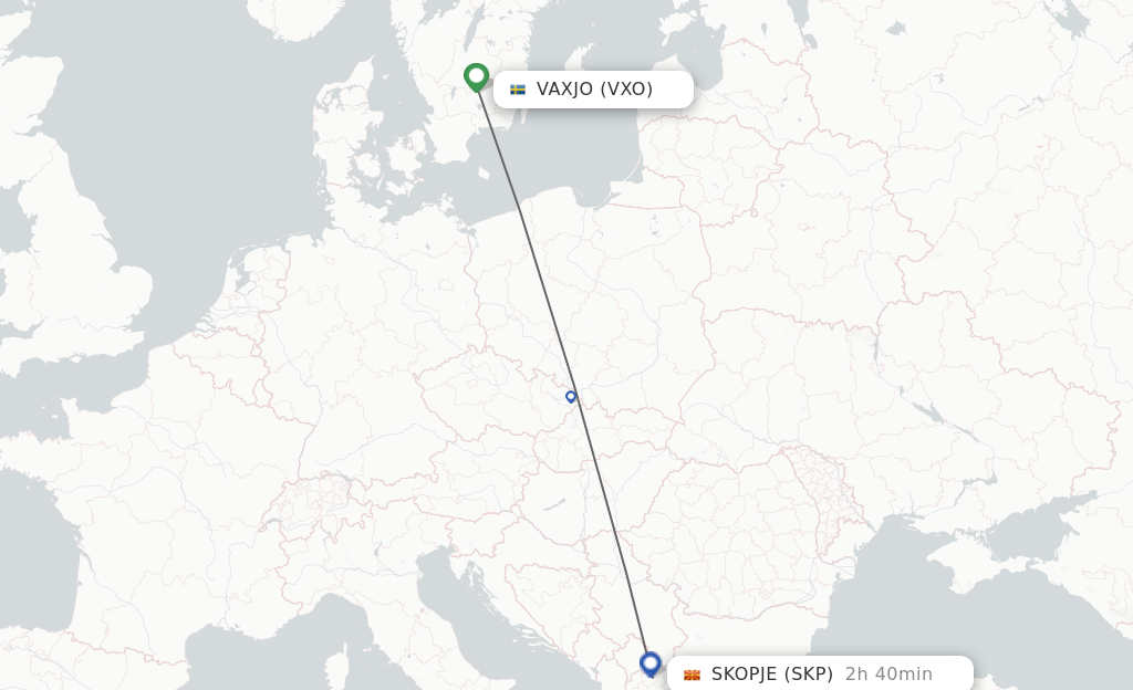 Direct (non-stop) flights from Vaxjo to Skopje - schedules ...