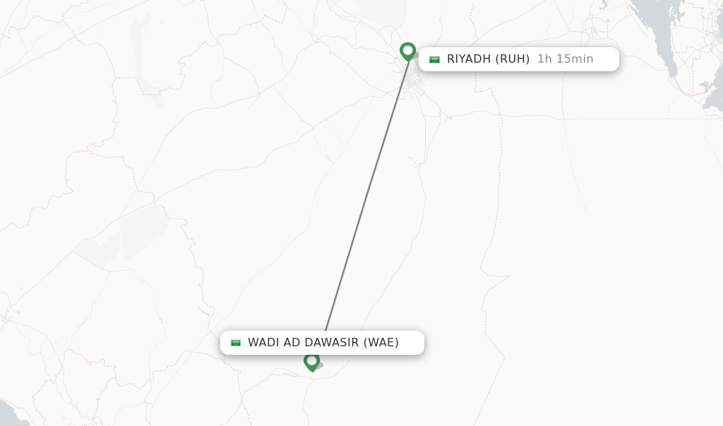 Direct (non-stop) flights from Wadi Ad Dawasir to Riyadh - schedules ...