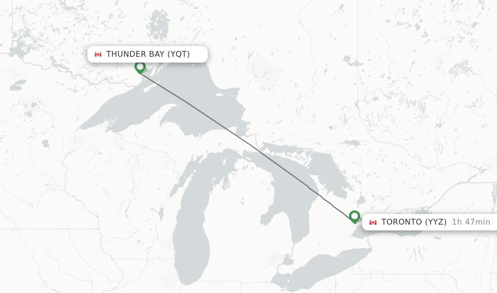Direct (non-stop) flights from Thunder Bay to Toronto - schedules ...