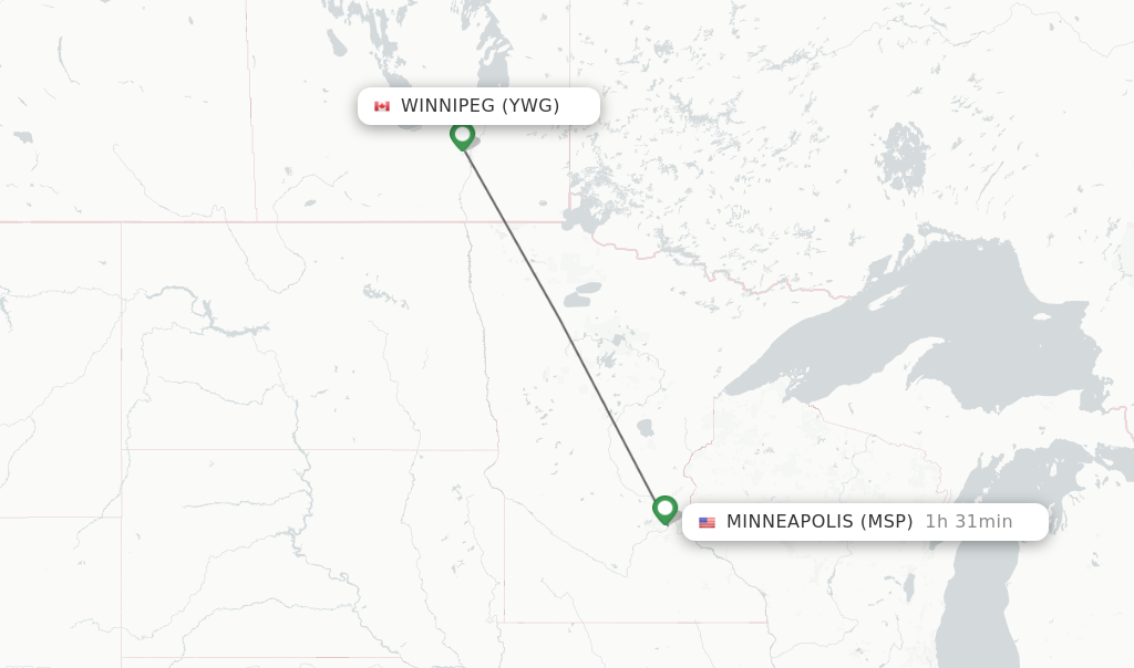 Direct (non-stop) flights from Winnipeg to Minneapolis - schedules ...