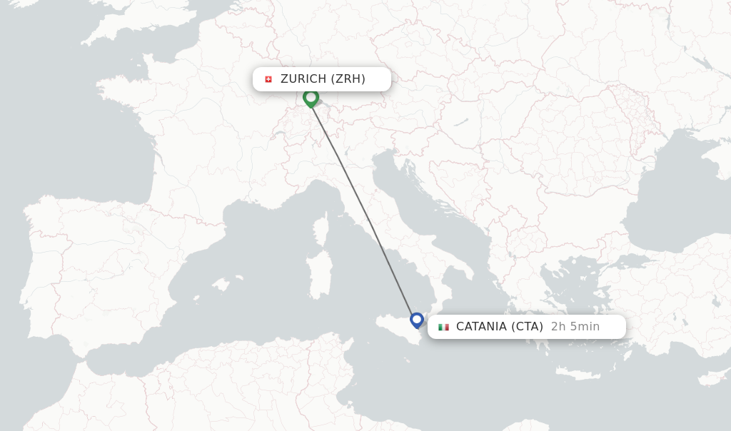 Direct (non-stop) flights from Zurich to Catania - schedules ...